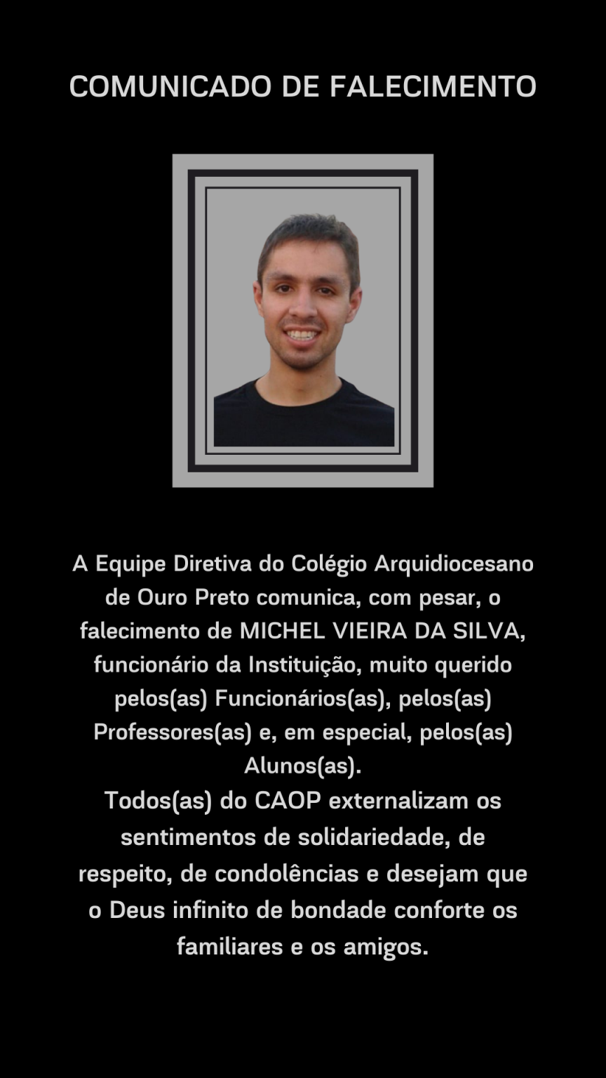 COMUNICADO DE FALECIMENTO - Colégio Arquidiocesano de Ouro Preto